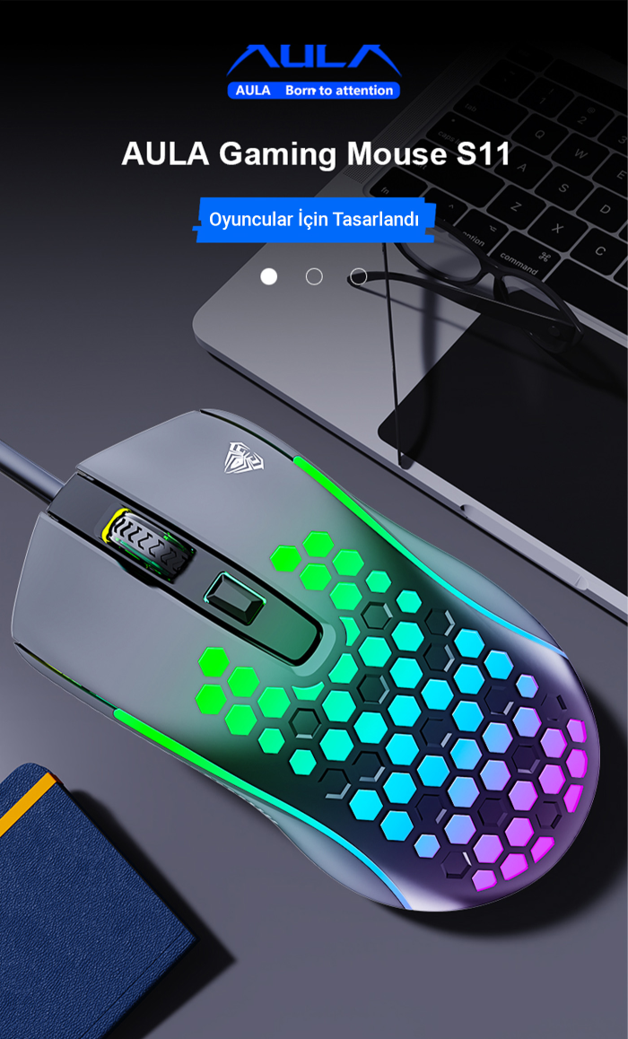 Aula S11 3600DPI RGB Optik Oyuncu Gaming Mouse - Aula Türkiye